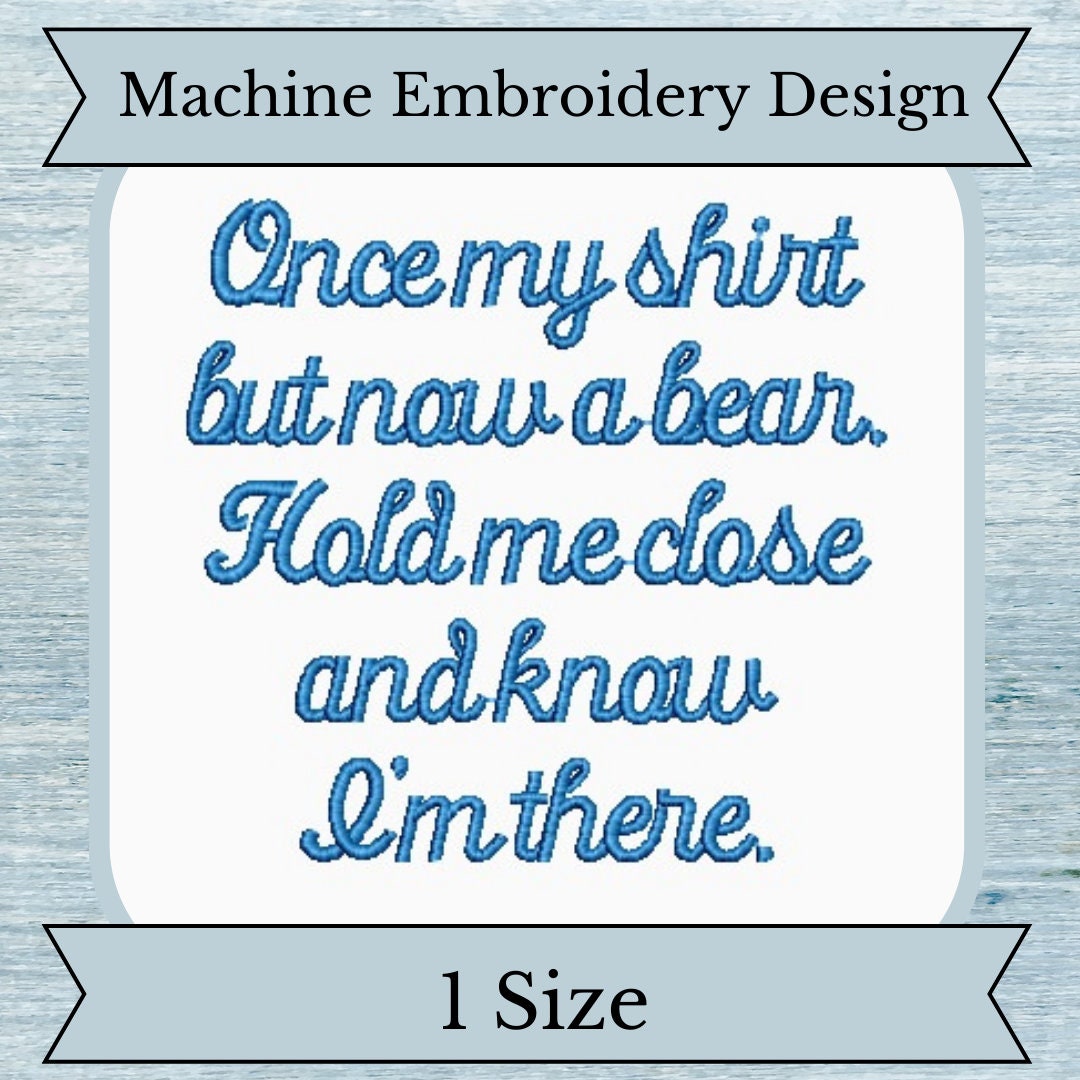 Memory Bear Poem Embroidery Design - 1 Size - 4x4 Hoop - Instant ...