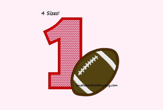 Number 1 Football Applique Machine Embroidery Design First | Etsy