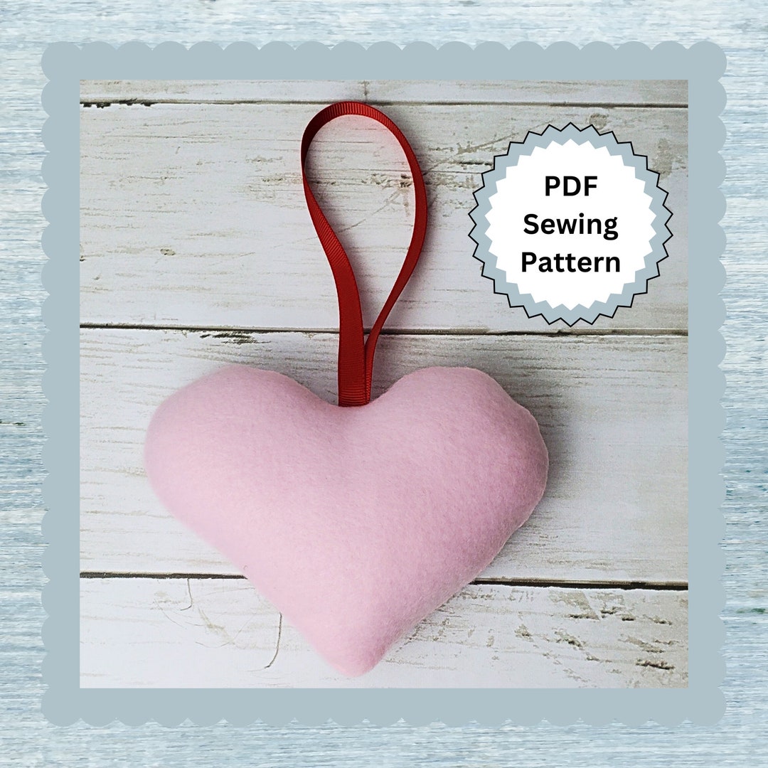 Heart Ornament Sewing Pattern - Sewing Machine Pattern - Hand Sewing ...