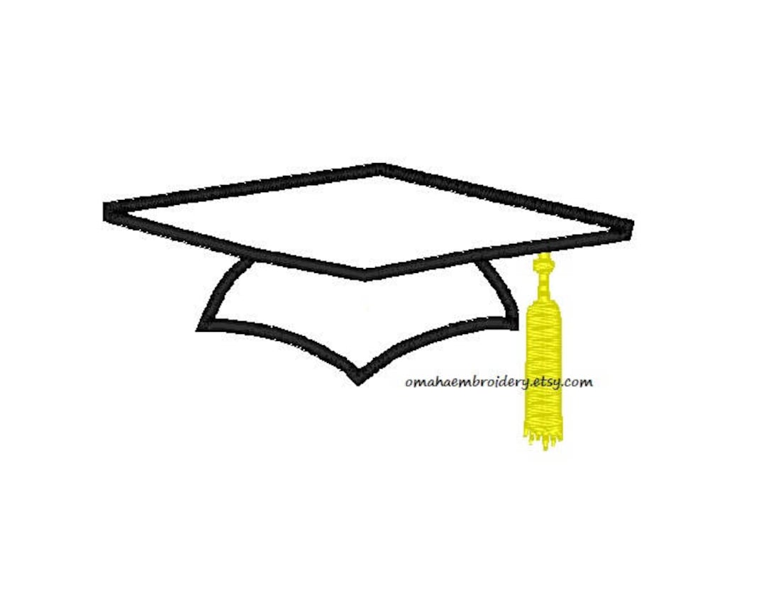 Graduation Cap Applique - Machine Embroidery Design - 5 Sizes - Instant ...