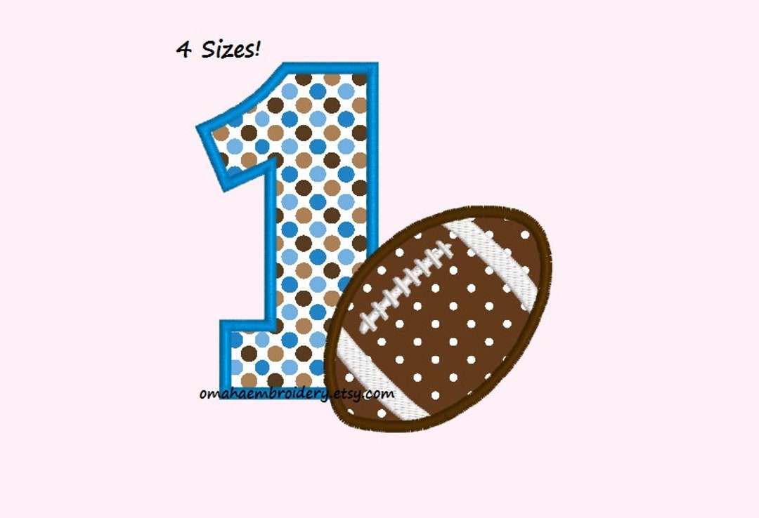 Number 1 Football Applique Machine Embroidery Design - First Birthday ...