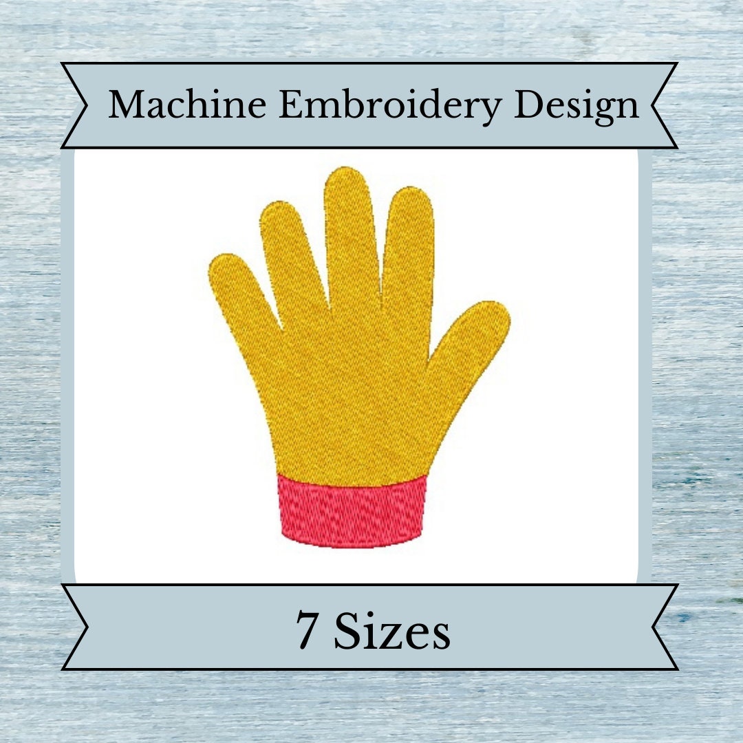 Work Glove Embroidery Design - 7 Sizes - Filled Design - Instant ...