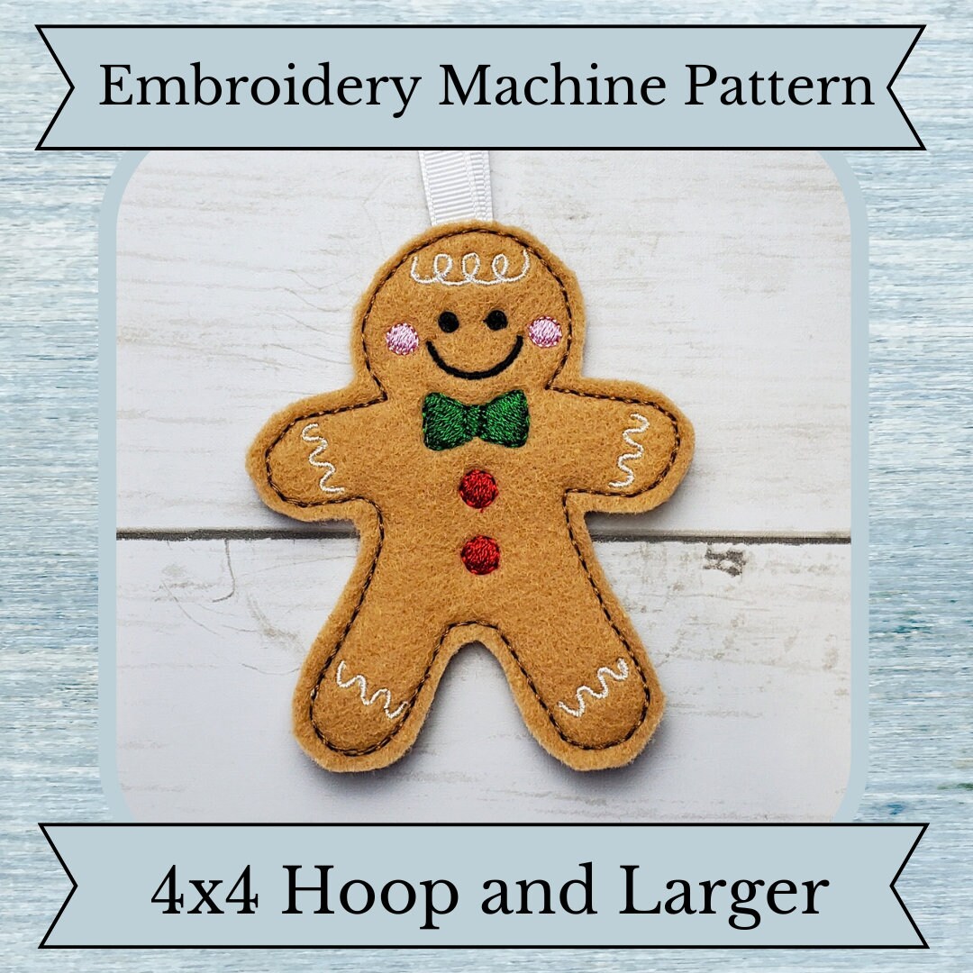 ITH Gingerbread Man Ornament Pattern - Christmas - Machine Embroidery ...