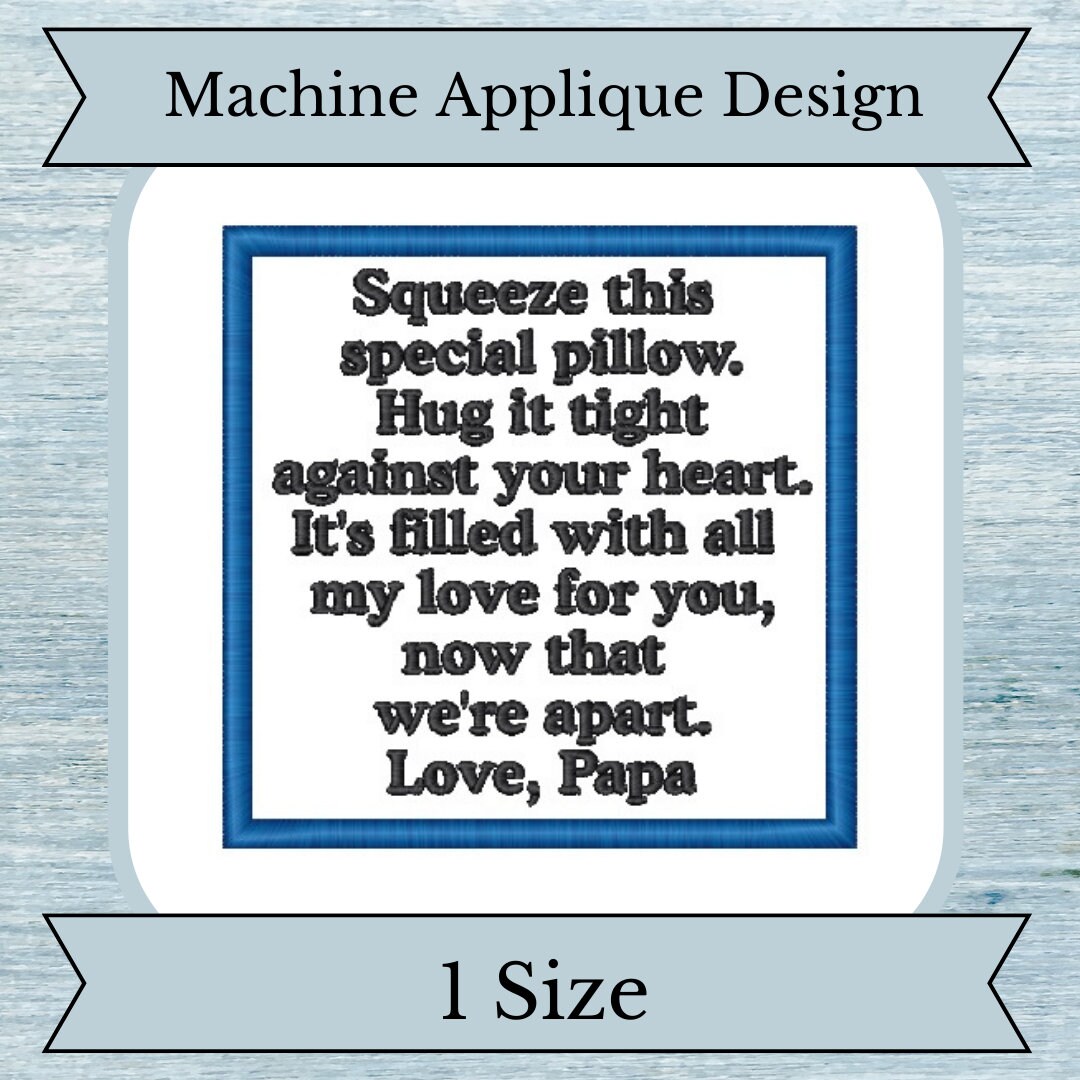Squeeze This Pillow Poem Applique Embroidery Design - 1 Size - 4x4 Hoop ...