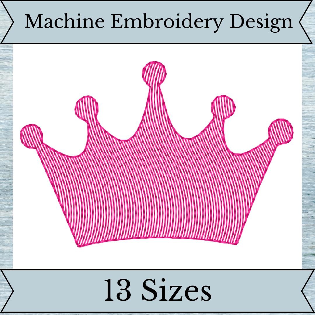 Crown Embroidery Design - Sketch Stitch - Quick Stitch - 13 Sizes ...