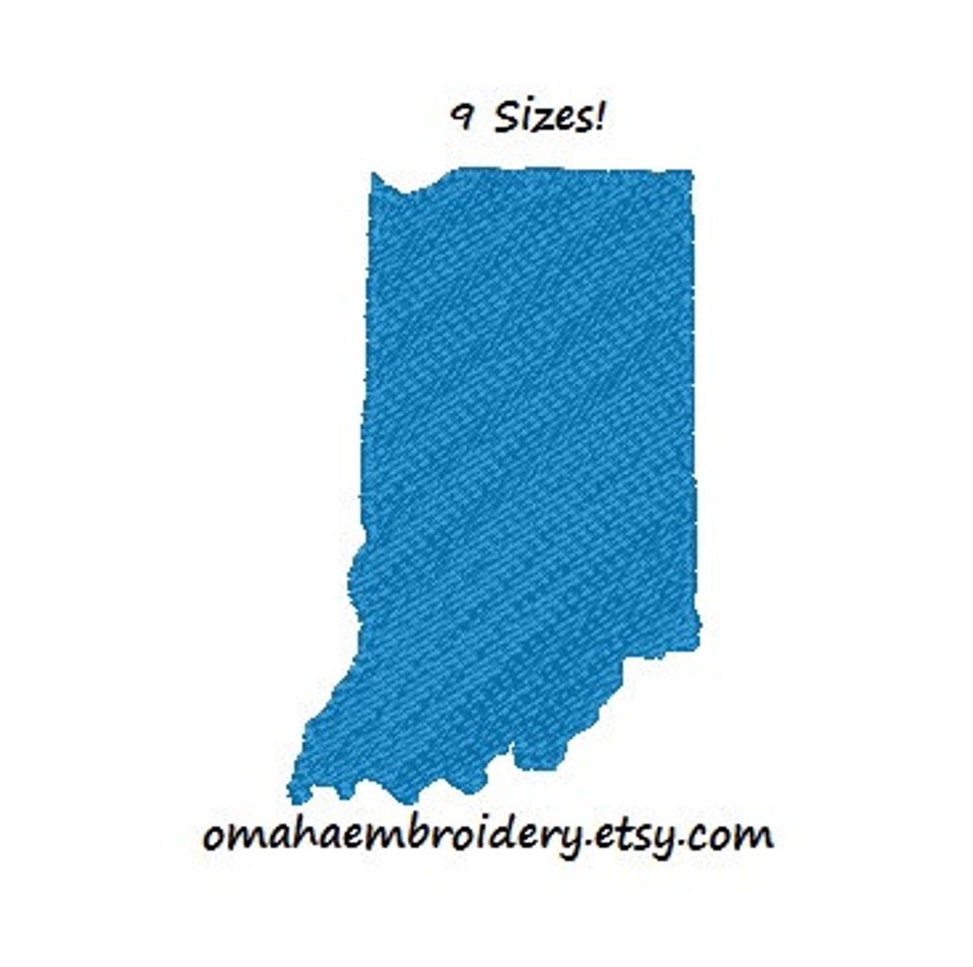 Indiana State Embroidery Design - 9 Sizes - Filled Design - Instant Download Design - Etsy