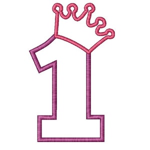 Número 1 con corona - Fuente de bloque - Diseño de bordado a máquina ...