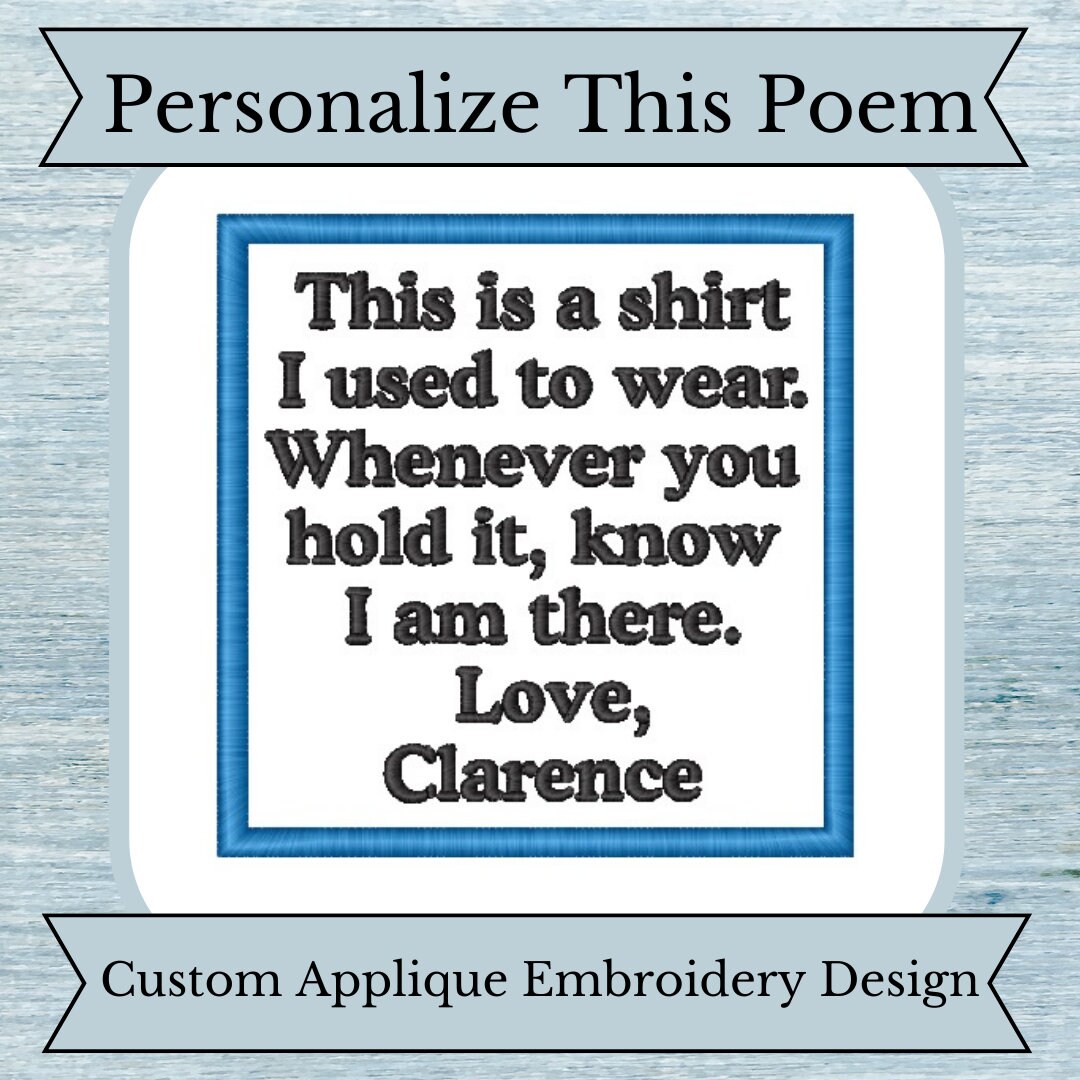Personalize a Poem - Custom Embroidery Applique Design - Download ...