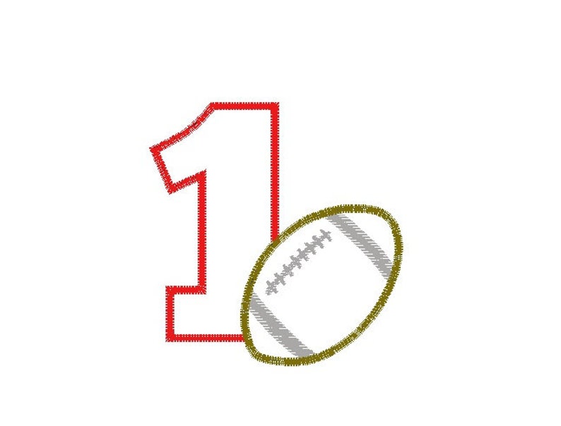 Number 1 Football Applique Machine Embroidery Design First - Etsy