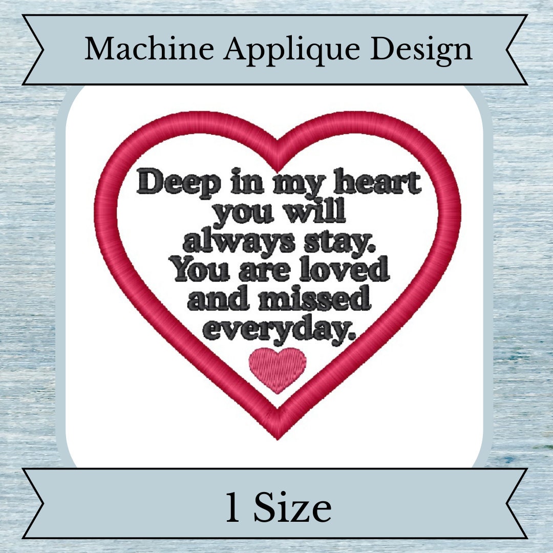 Memory Poem Applique Embroidery Design - 1 Size - 4x4 Hoop - Instant ...