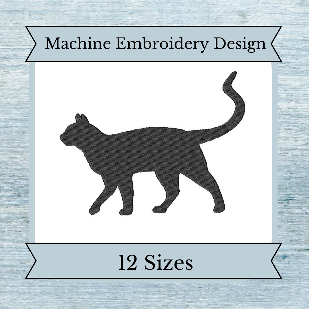 Cat Walking Machine Embroidery Design - 12 Sizes - Instant Download ...