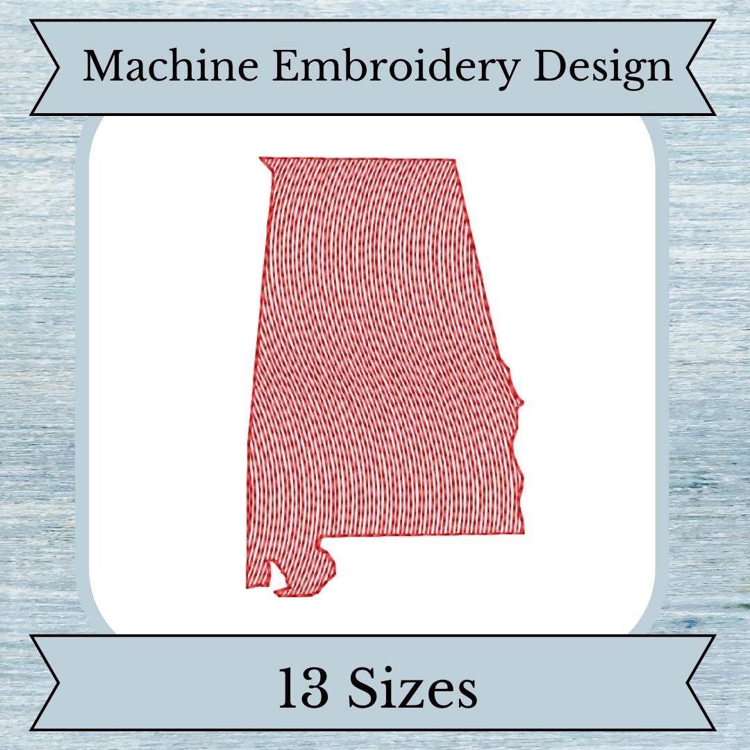 Alabama State Embroidery Design - Sketch Stitch - Quick Stitch - 13 ...