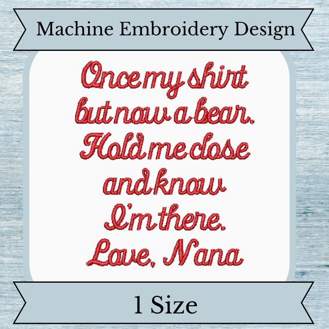 Memory Bear Poem Embroidery Design - Love, Nana - 1 Sizes - 4x4 Hoop ...