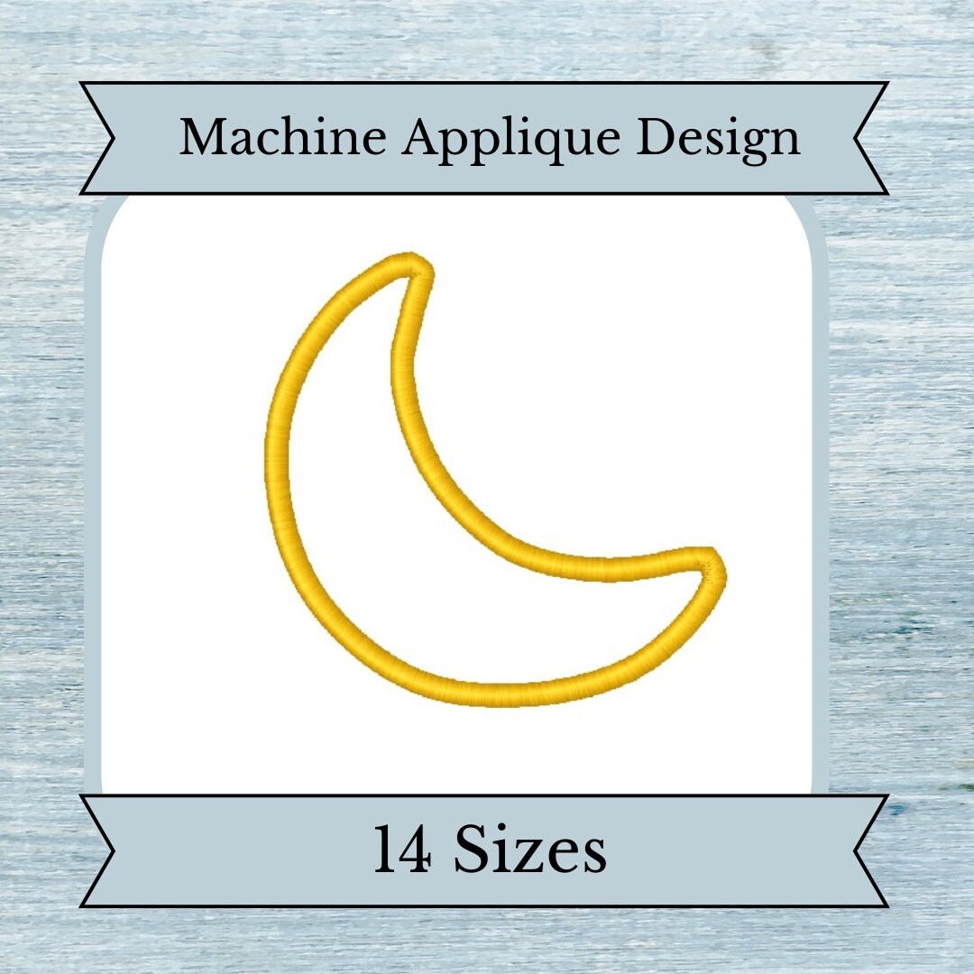 Crescent Moon Applique Machine Embroidery Design - 14 Sizes - Instant ...