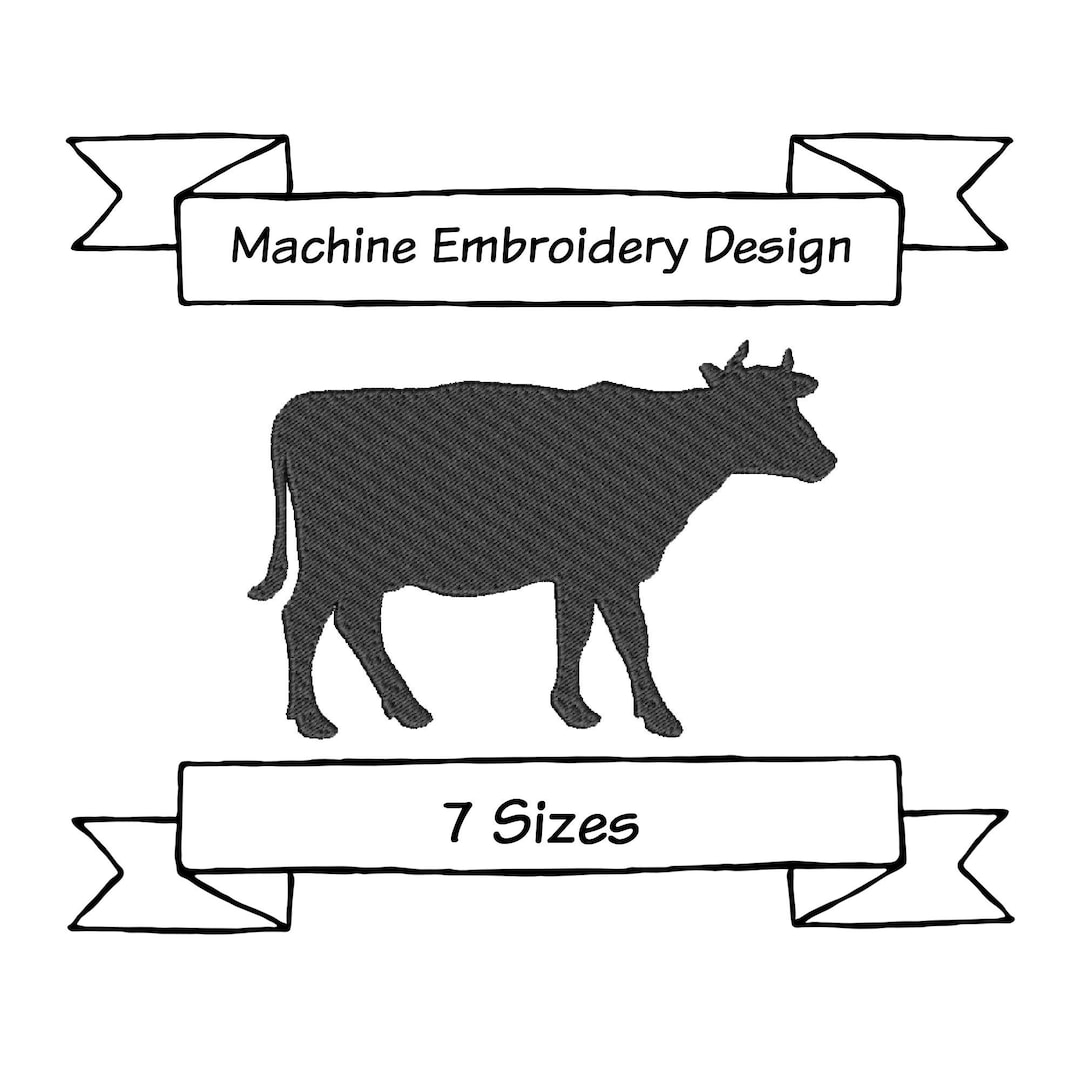Cow Silhouette Machine Embroidery Design - 7 Sizes - Instant Download ...