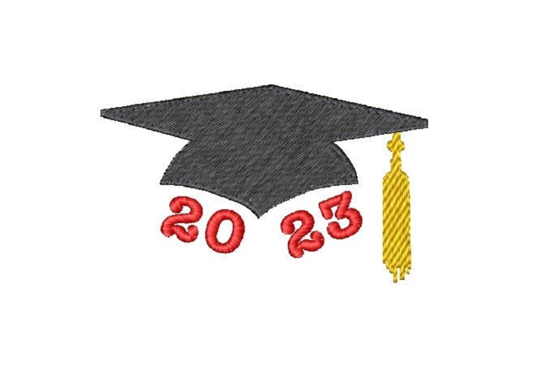 Graduation Cap 2023 Embroidery Design - 4 Sizes - Filled Design ...