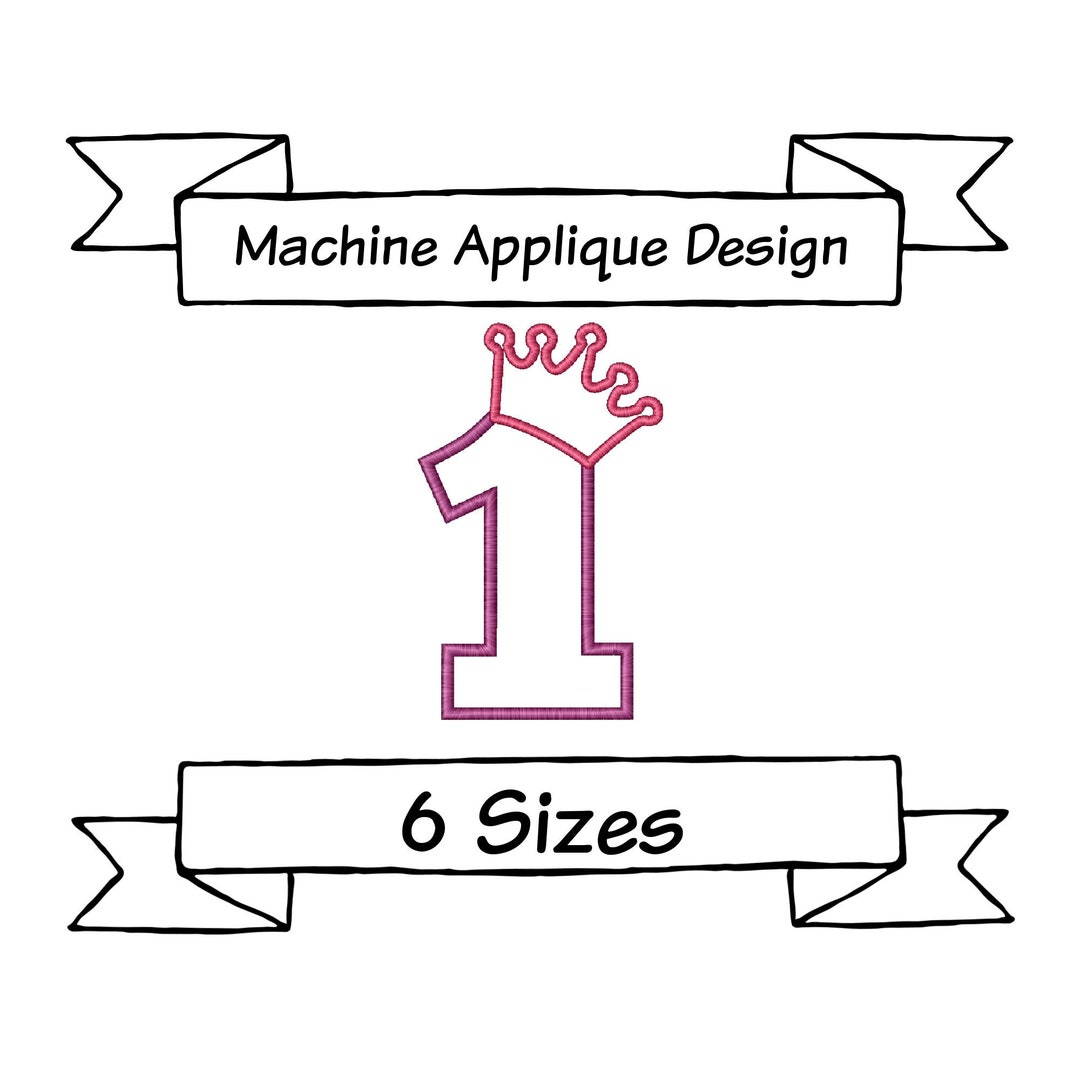 Number 1 With Crown Block Font Machine Embroidery Design 6 Sizes ...