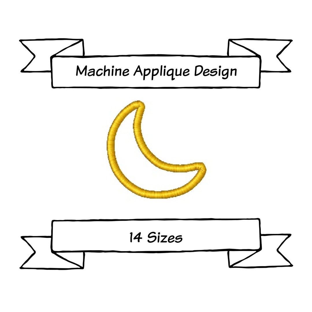 Crescent Moon Applique Machine Embroidery Design 14 Sizes - Etsy