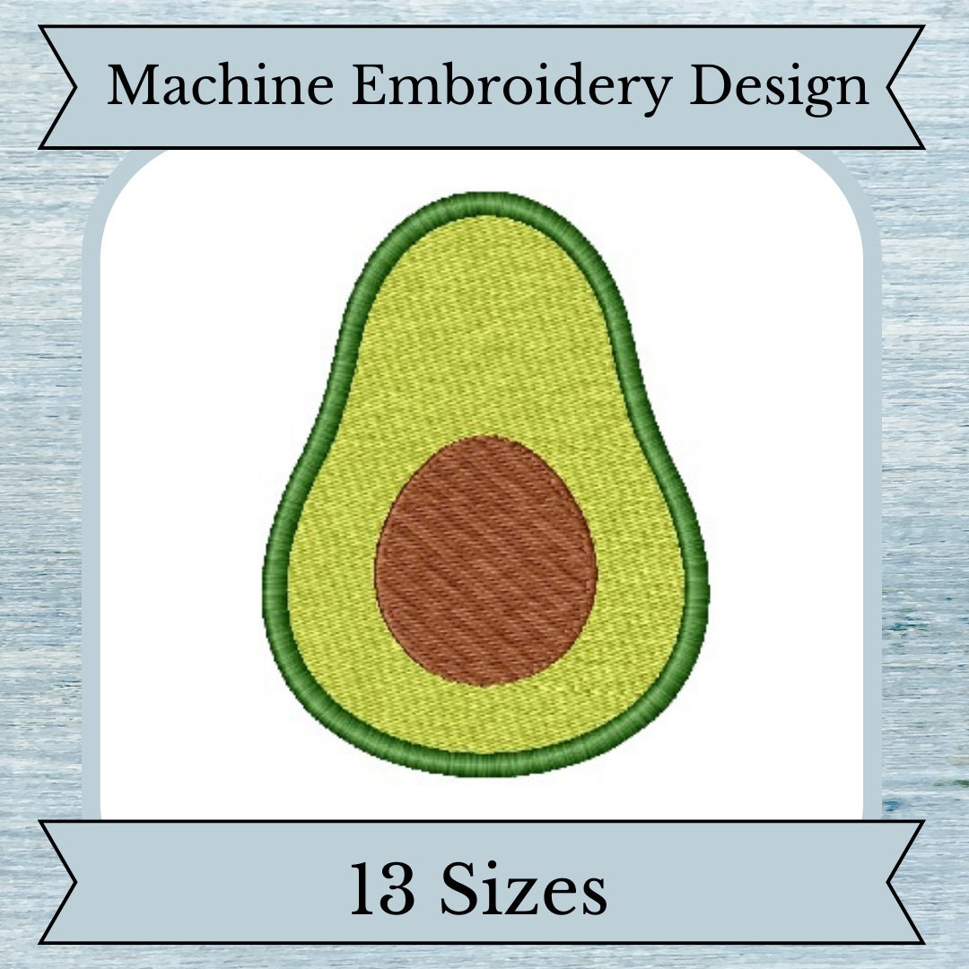 Avocado Embroidery Design - 13 Sizes - Filled Design - Instant Download ...
