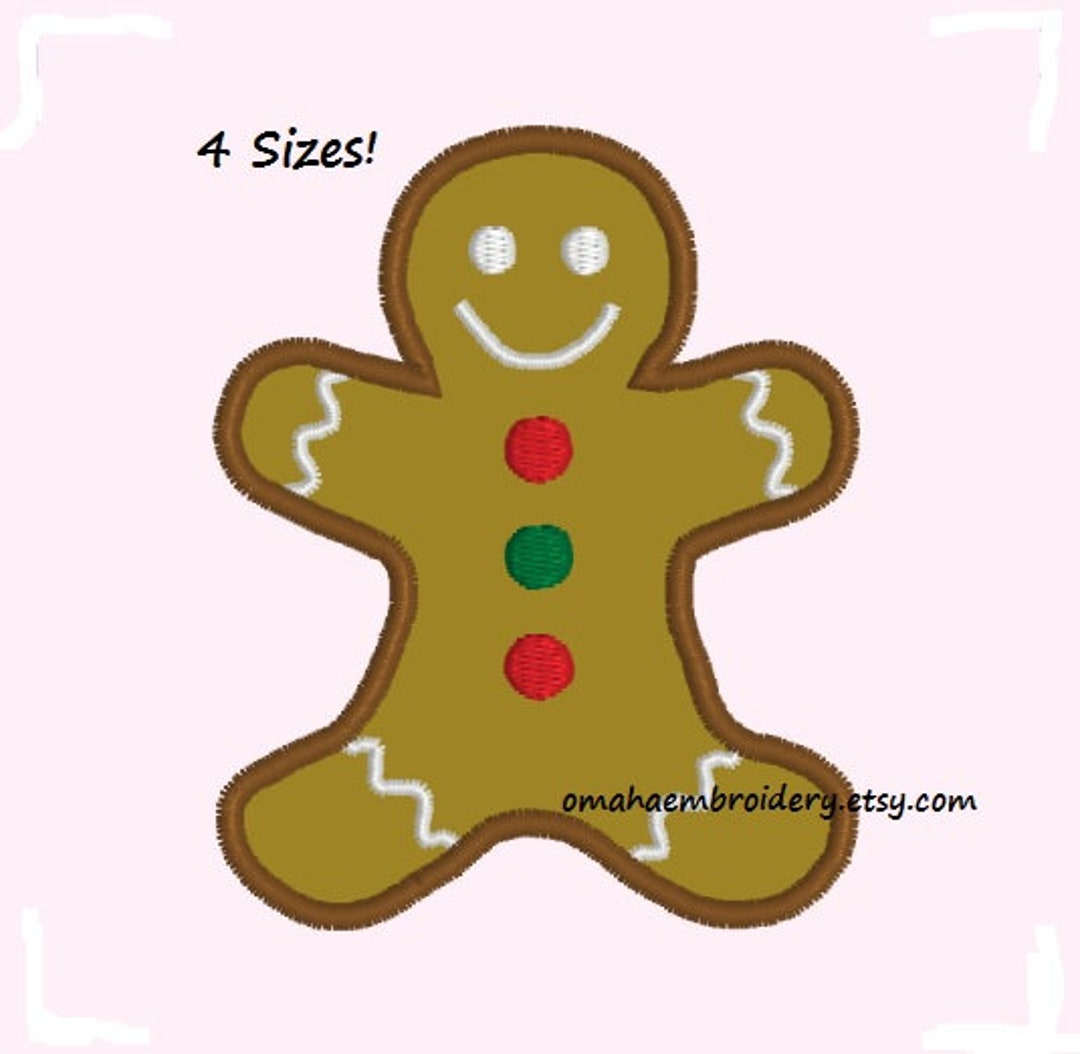 Gingerbread Man Applique Machine Embroidery Design - 4 Sizes - Instant ...