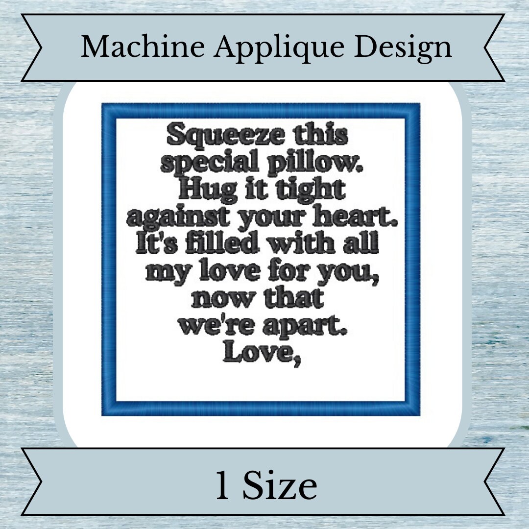 Squeeze This Pillow Poem Applique Embroidery Design 1 Size 4x4 Hoop ...