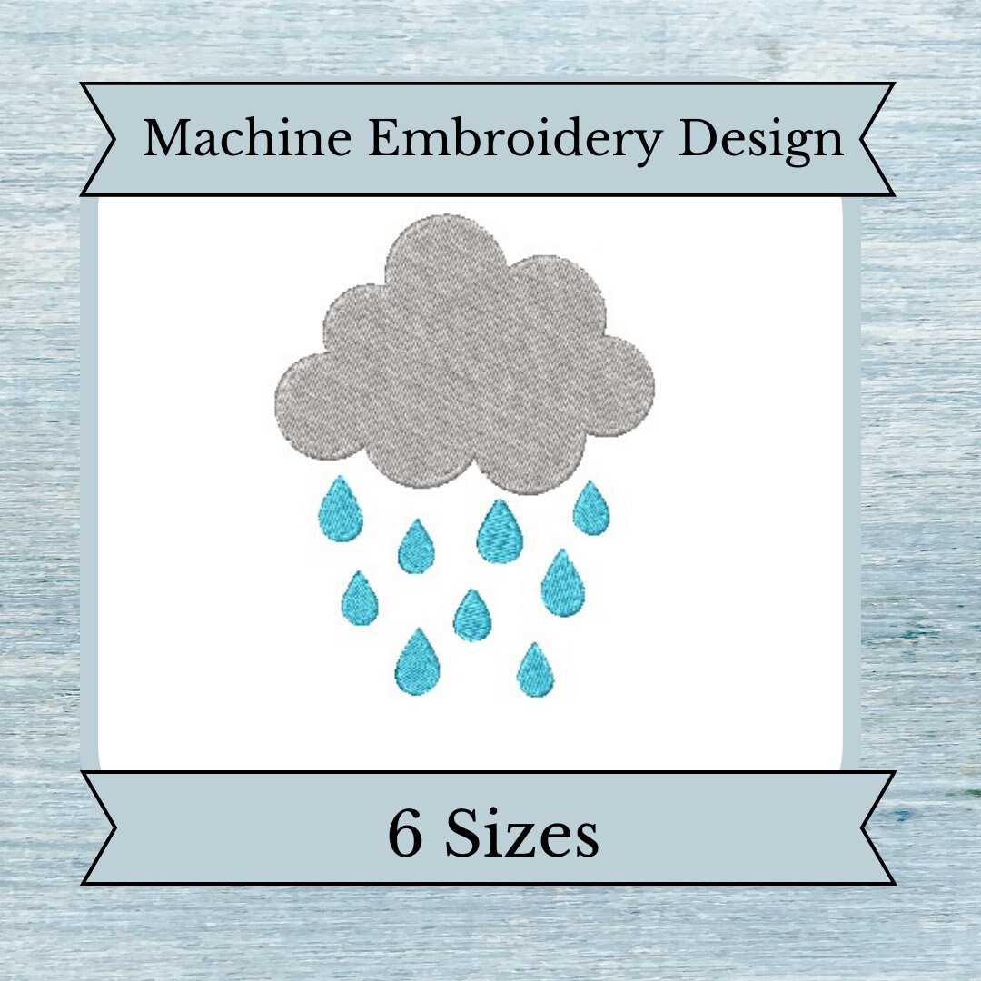 Rain Cloud Embroidery Design - 6 Sizes - Filled Design - Instant ...