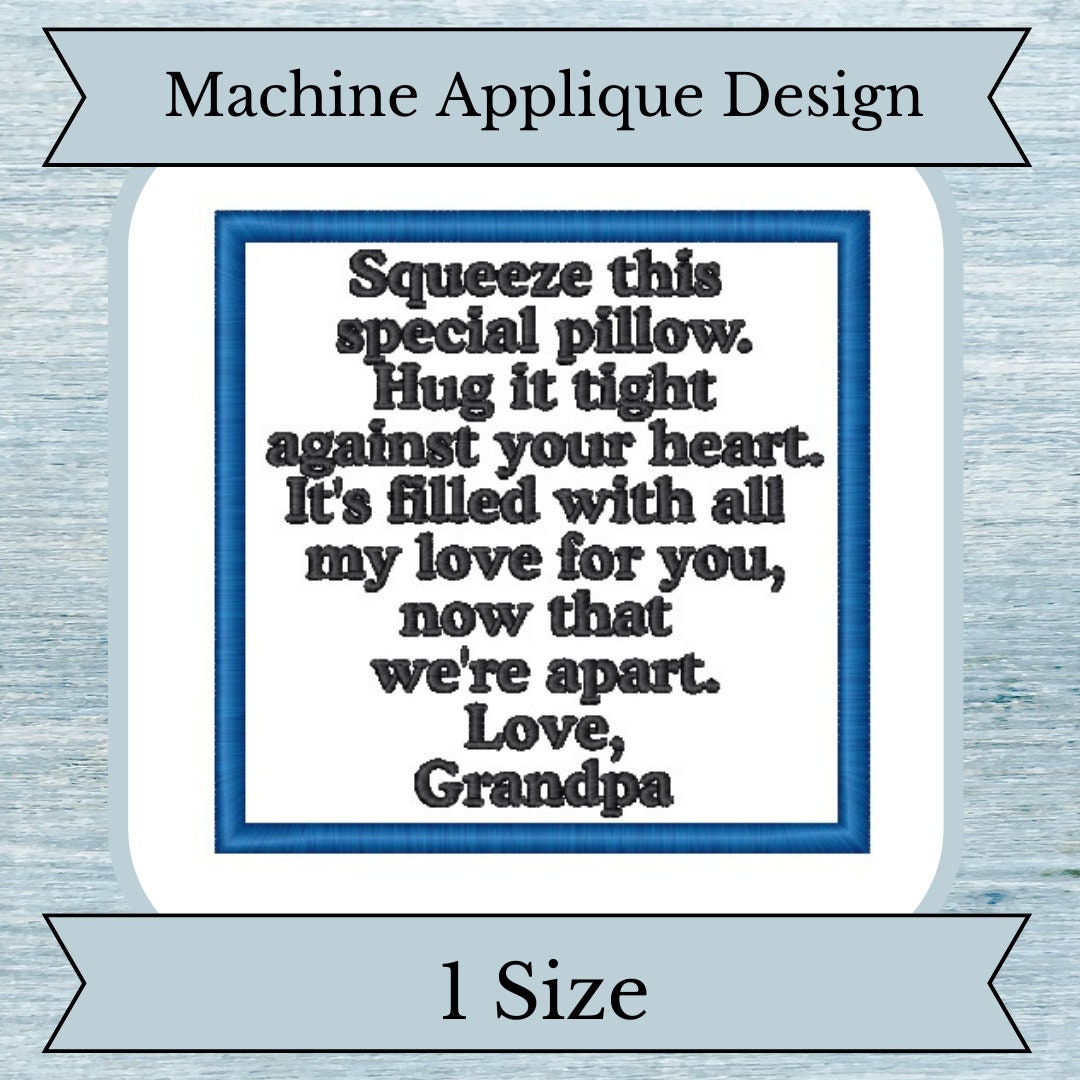 Squeeze This Pillow Poem Applique Embroidery Design 1 Size 4x4 Hoop ...