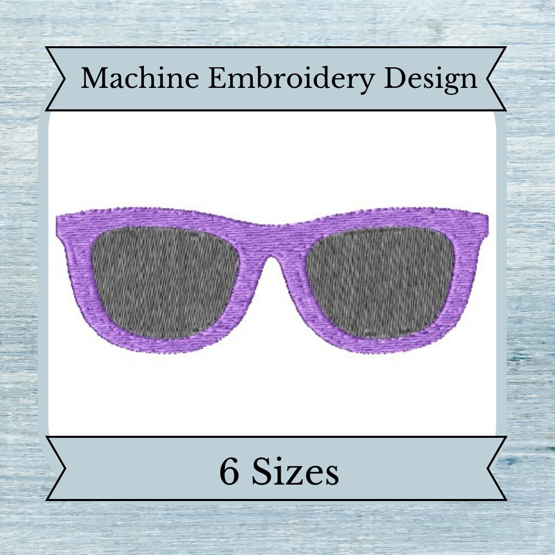 Sunglasses Embroidery Design - 6 Sizes - Filled Design - Instant ...