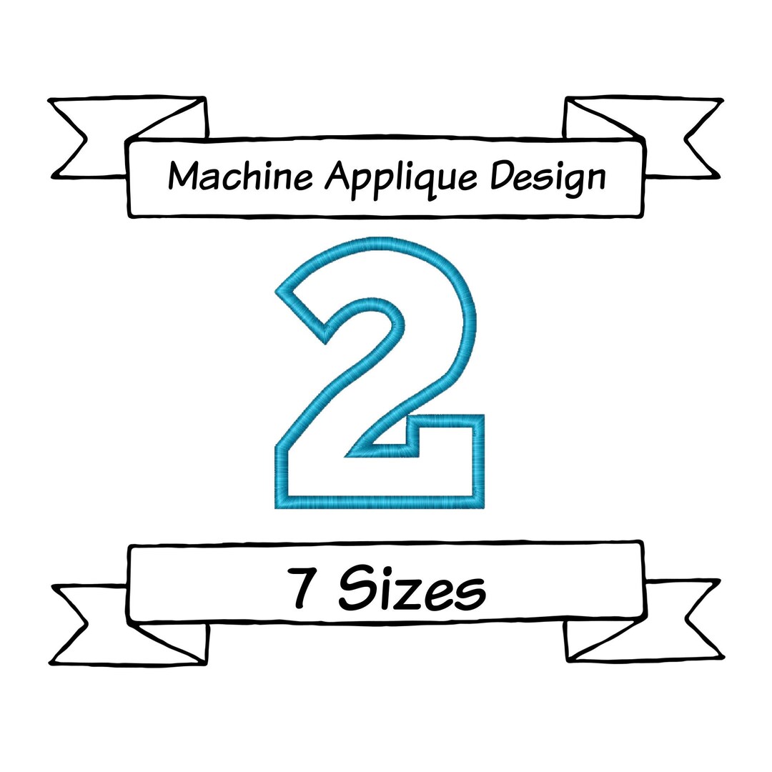 Number 2 Applique - Block Font - Machine Embroidery Design - 7 Sizes ...