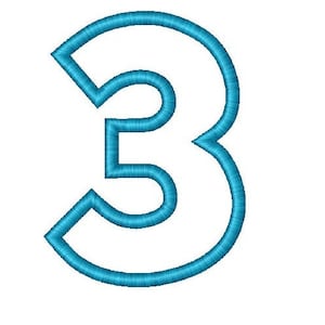 Number 3 Applique - Block Font - Machine Embroidery Design - 7 Sizes ...