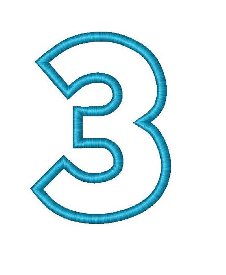 Number 3 Applique - Block Font - Machine Embroidery Design - 7 Sizes ...