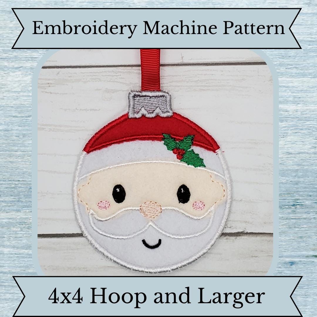 ITH Santa Ball Ornament Pattern - Christmas - Machine Embroidery Design ...