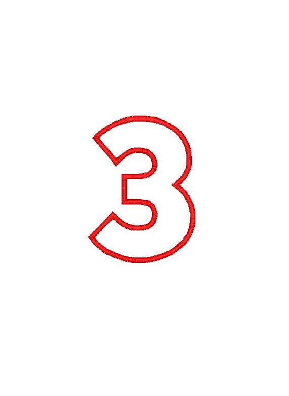 Number 3 Applique Block Font Machine Embroidery Design 5 | Etsy Hong Kong