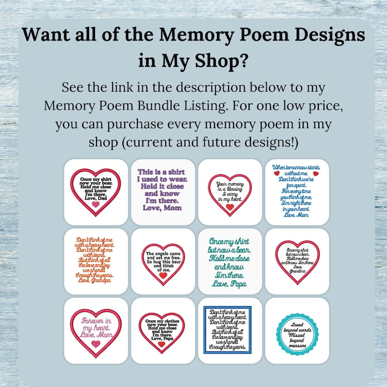 Memory Bear Poem - Machine Embroidery Design - 1 Size - Memory Bear ...
