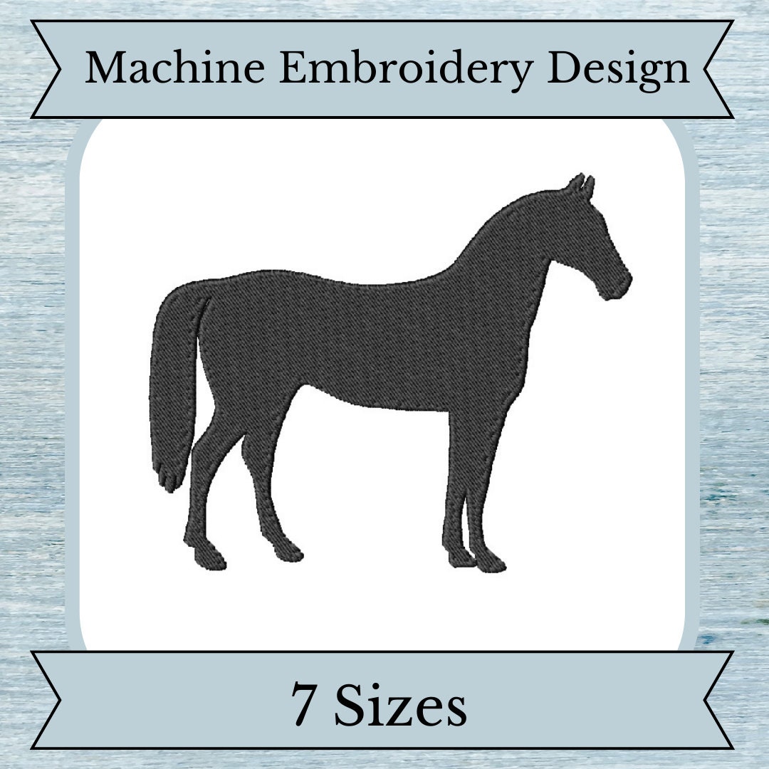 Horse Silhouette Machine Embroidery Design - 7 Sizes - Instant Download ...