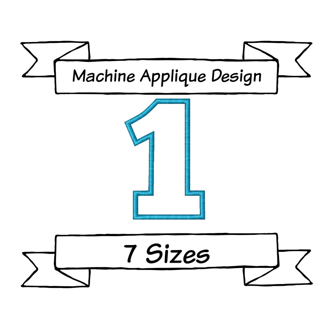 Number 1 Applique - Block Font - Machine Embroidery Design - 7 Sizes ...