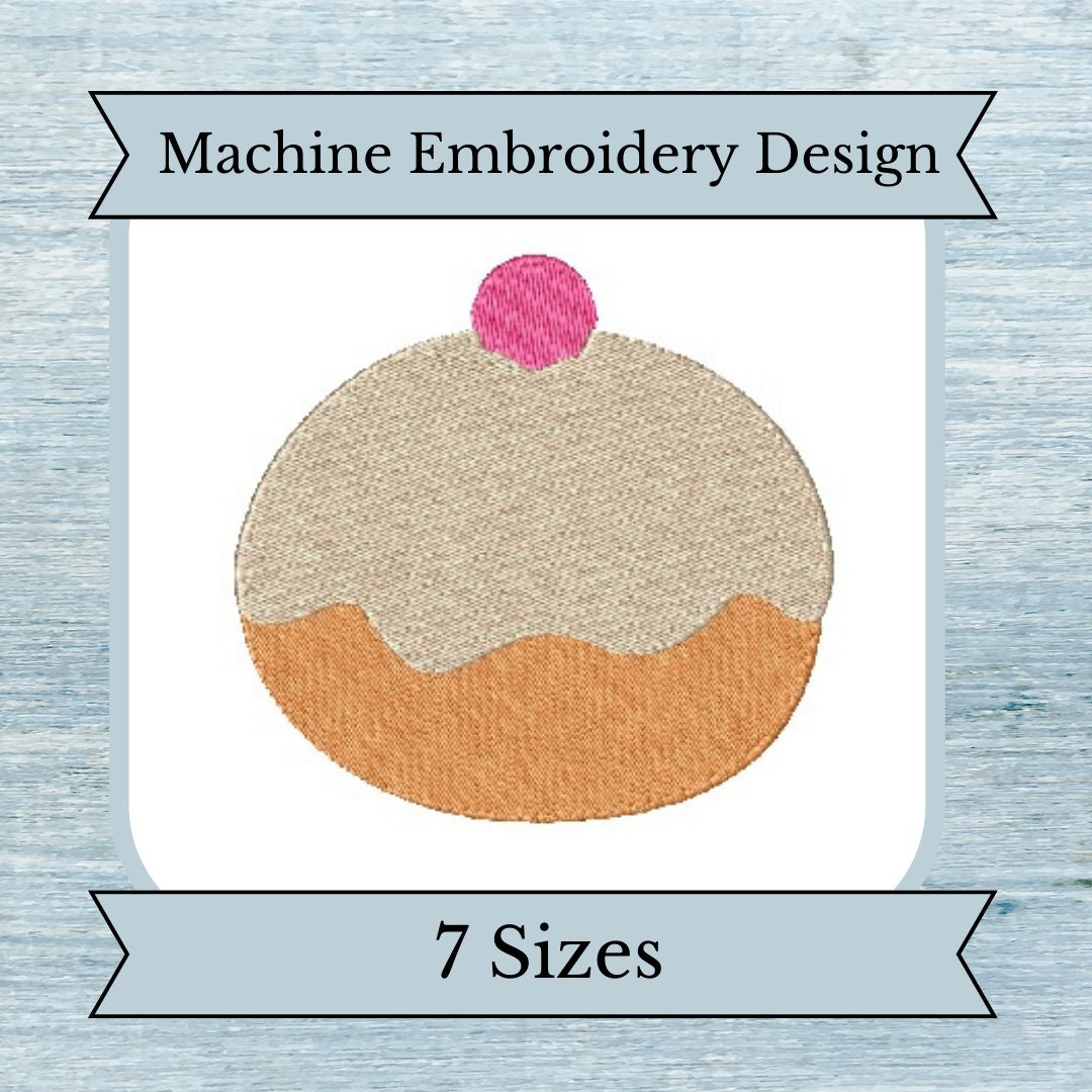 Cream Donut Embroidery Design - 7 Sizes - Filled Design - Instant ...