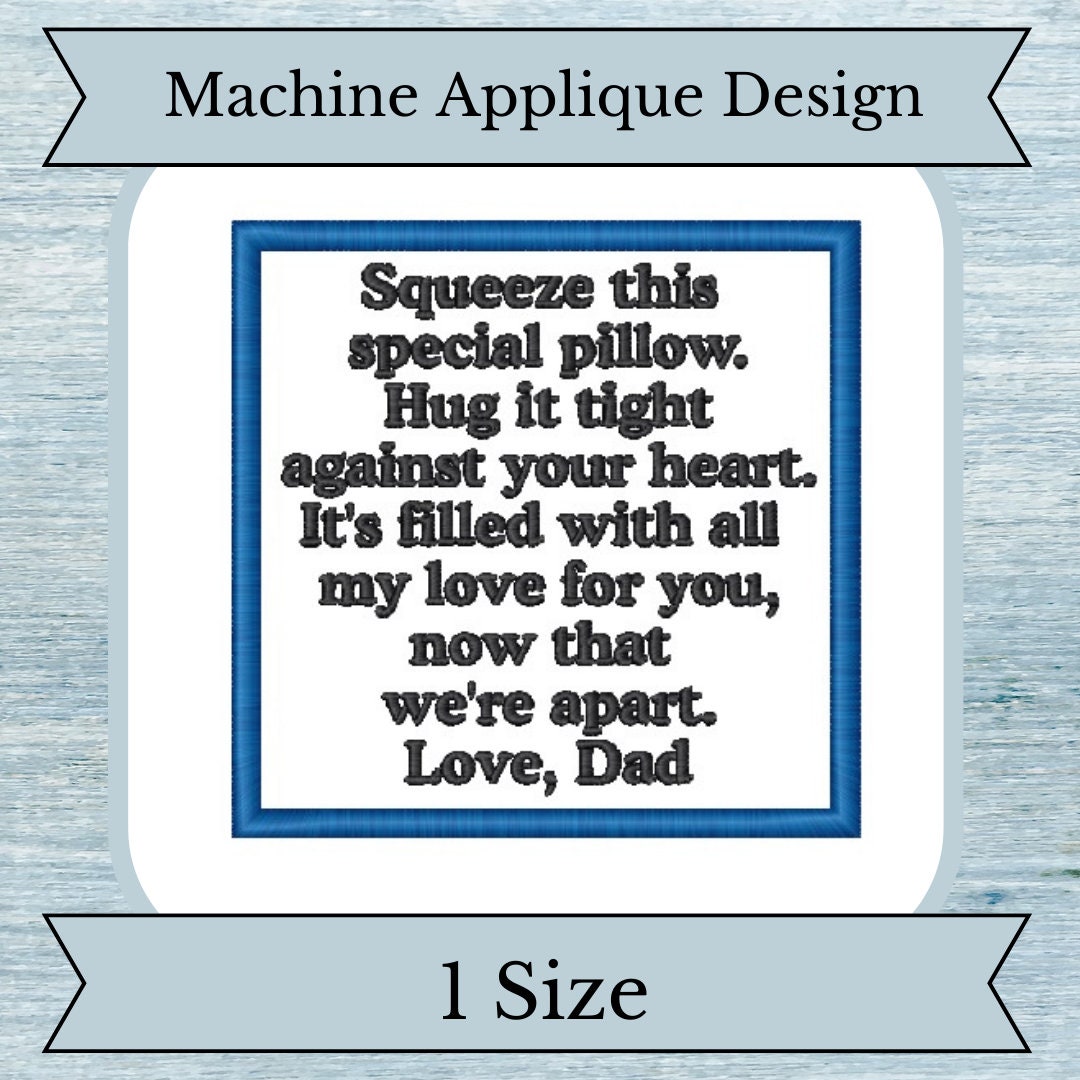 Squeeze This Pillow Poem Applique Embroidery Design 1 Size 4x4 Hoop ...