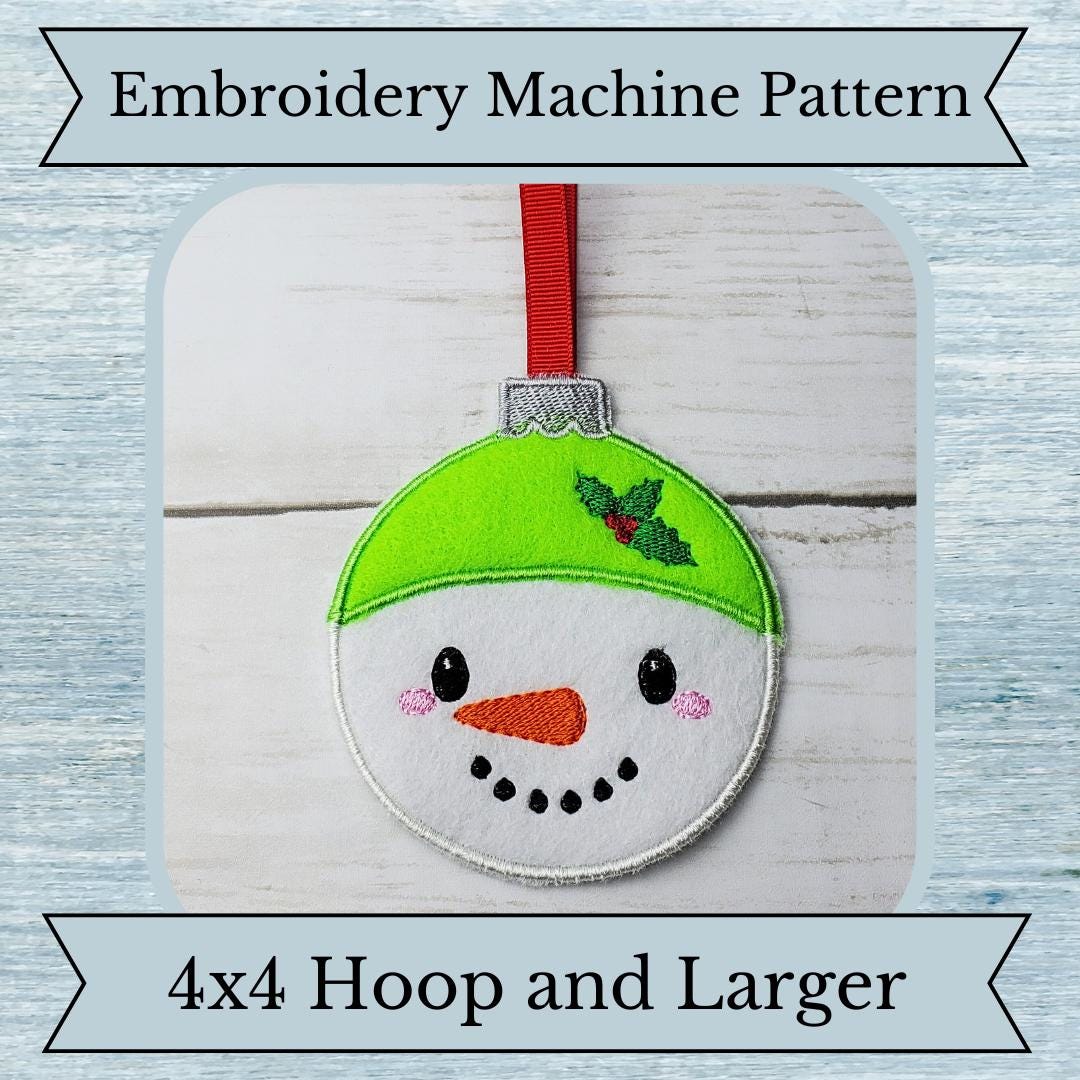 ITH Snowman Ball Ornament Pattern - Christmas - Machine Embroidery ...