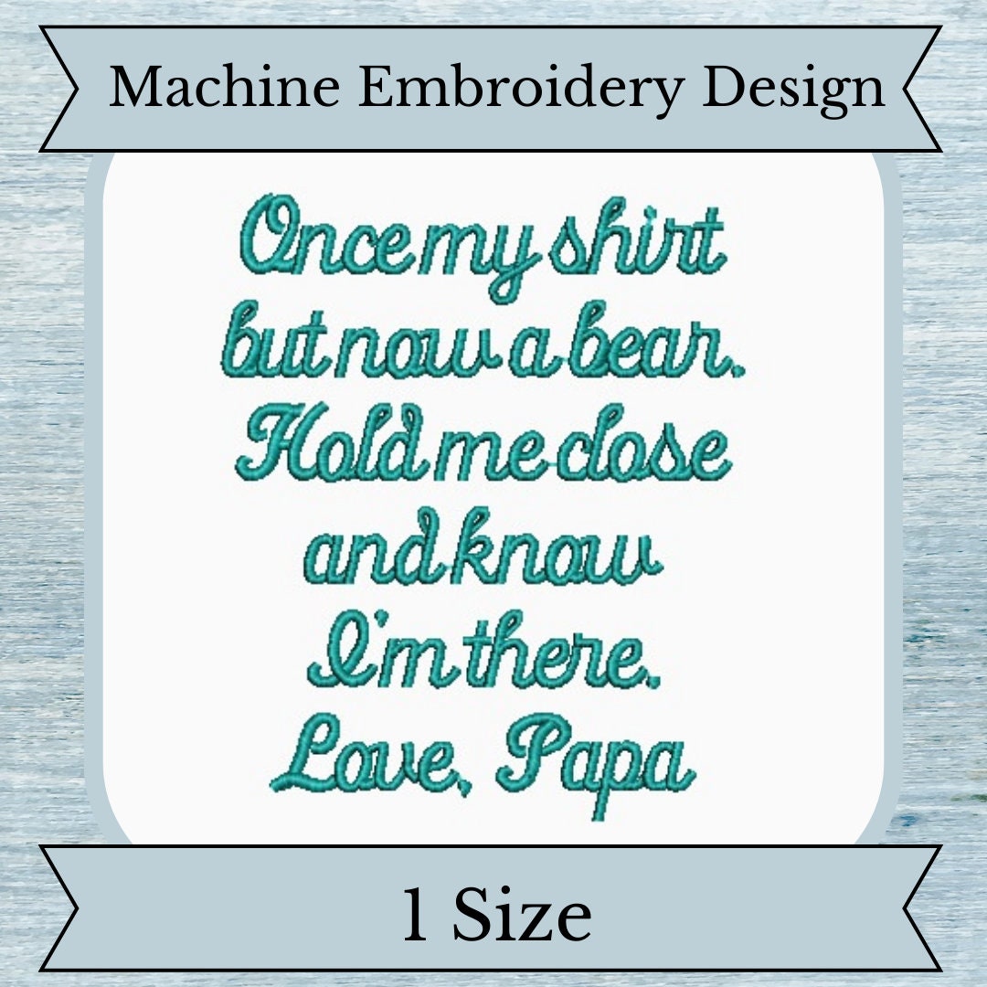 Memory Bear Poem Embroidery Design - Love, Papa - 1 Size - 4x4 Hoop ...