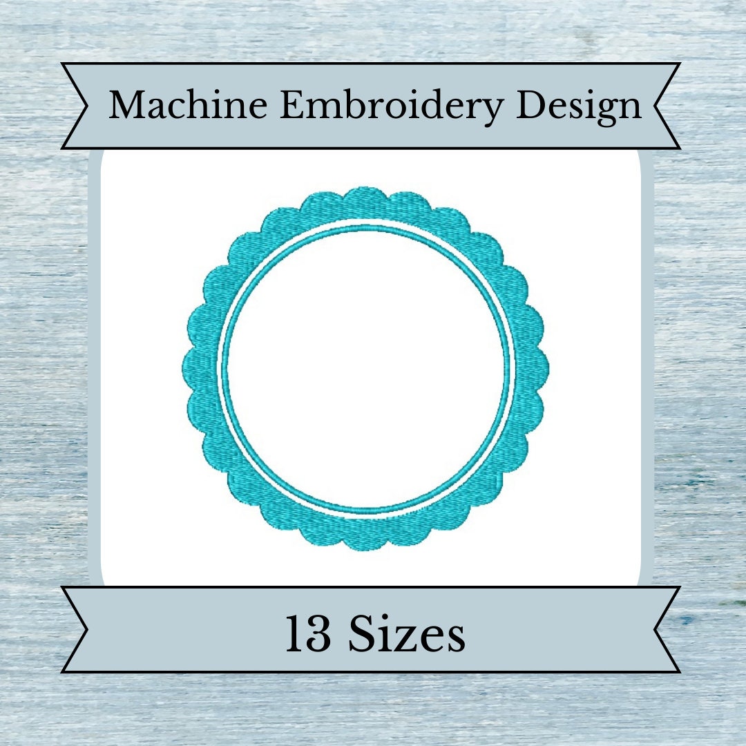 Scalloped Fancy Circle Frame Machine Embroidery Design - 13 Sizes ...