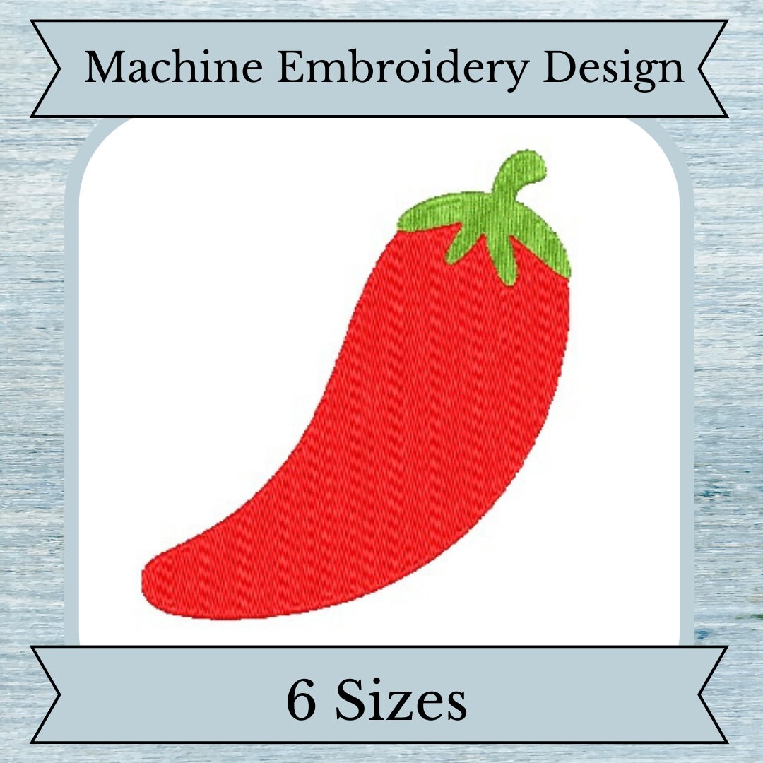 Chili Pepper Embroidery Design - 6 Sizes - Filled Design - Instant ...