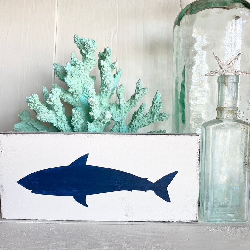 Shark Sign, Beach House Sign, Wood Beach Decor, Nautical Sign, Beach ...