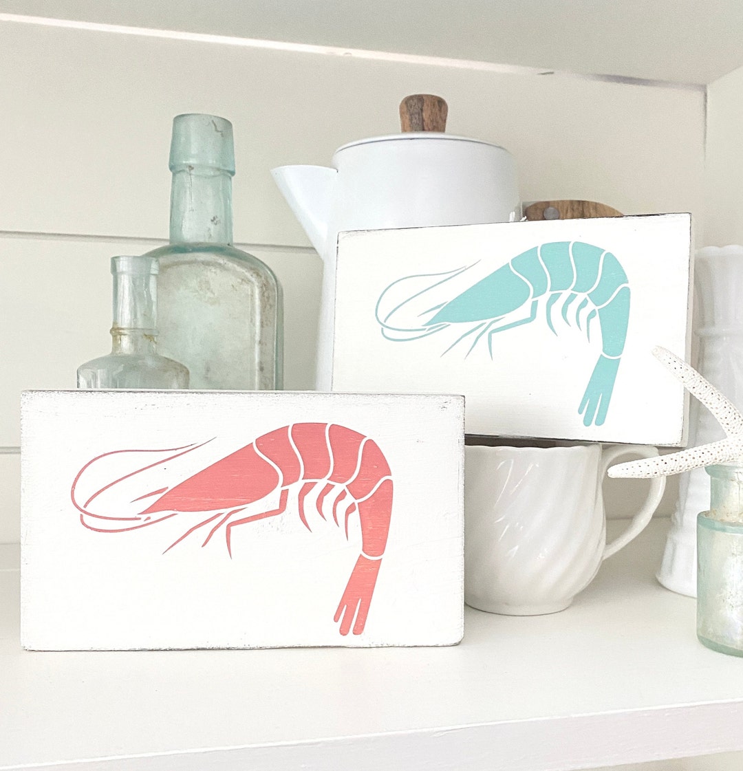 Shrimp Sign, Beach House Home Decor, Reclaimed Wood Sign, Nautical Sign ...