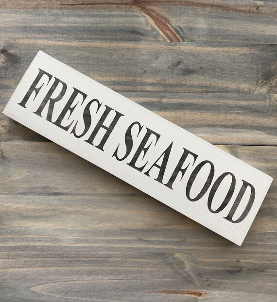 FRESH SEAFOOD Sign Beach House Kitchen Decor Seafood - Etsy