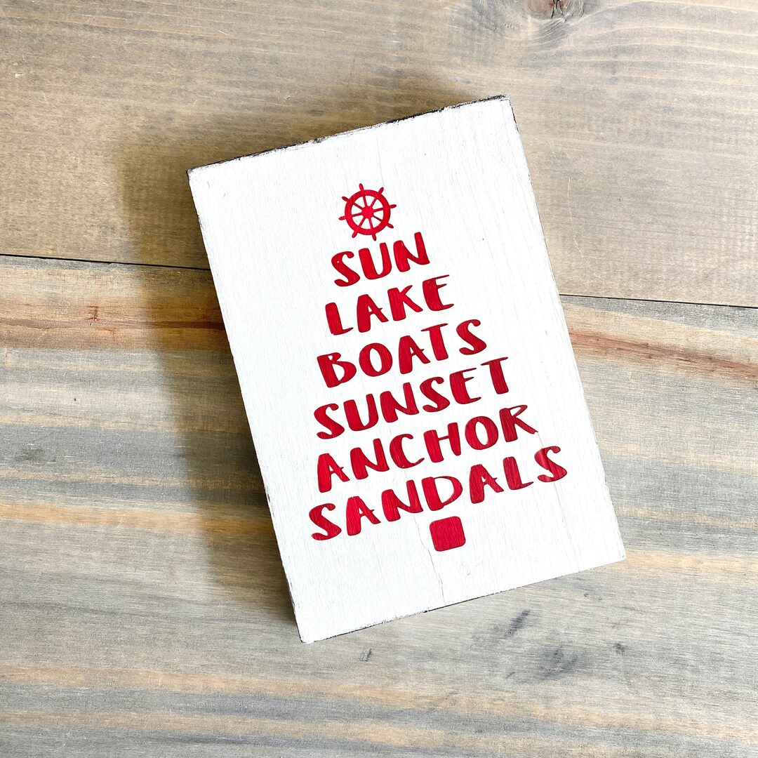 Lake Words Christmas Tree Sign, Nautical Christmas Decor for Lake House ...