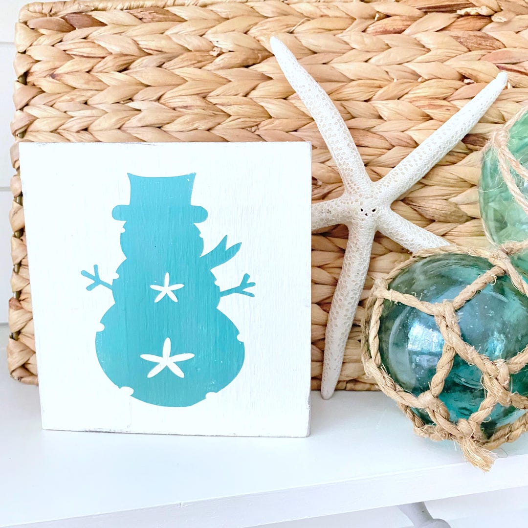 Sand Dollar Snowman Sign, Beach Christmas Sign, Christmas at the Beach ...