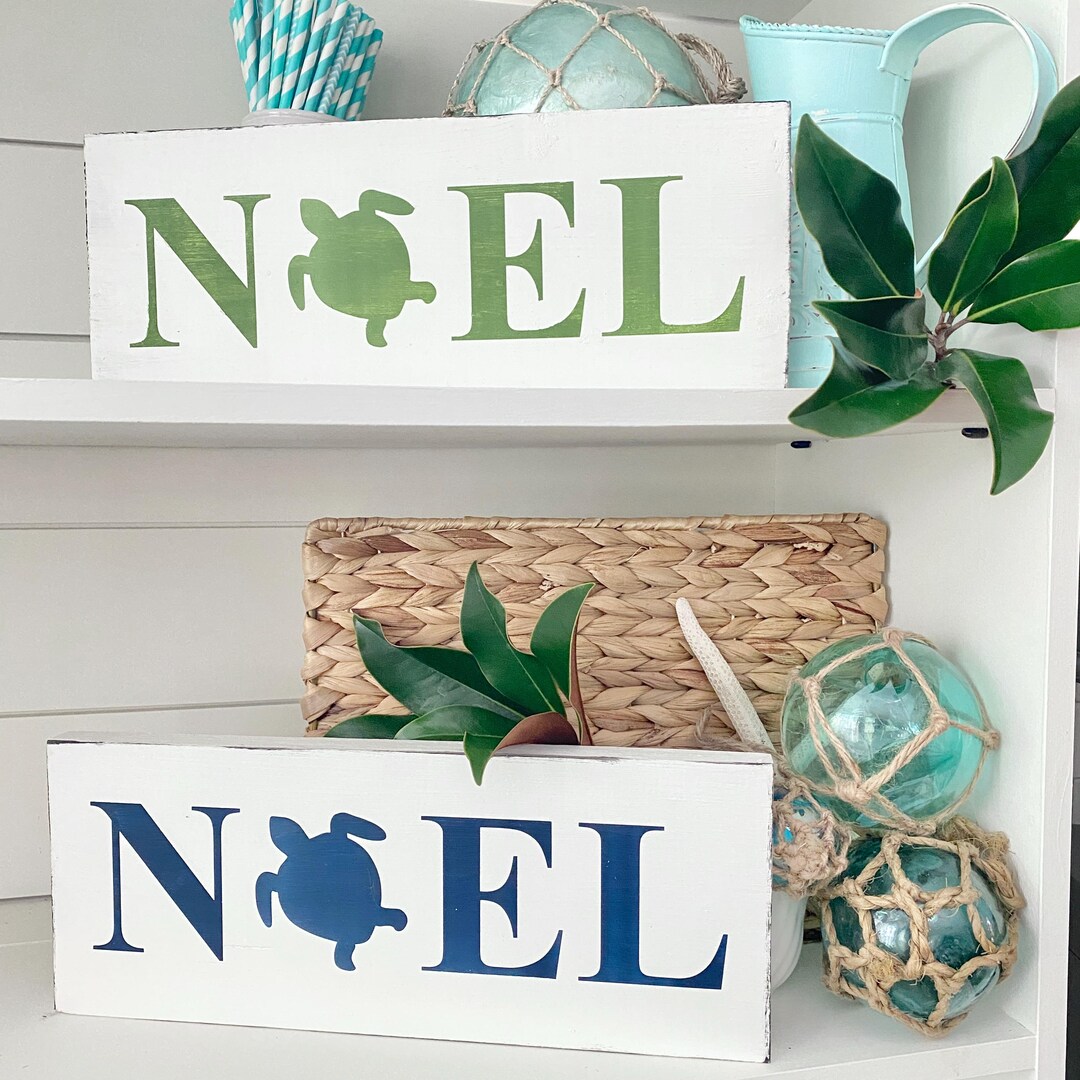 Noel Sea Turtle Sign, Beach Christmas Sign Coastal Christmas at the ...