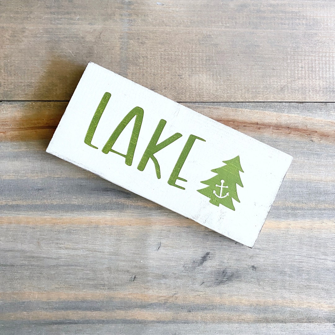 Lake Christmas Sign With Tree and Anchor, Winter Lake Sign Nautical ...