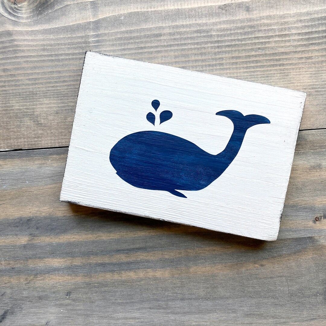 Whale Sign, Handpainted Wood Sign, Coastal Home Decor, Nautical Wall ...
